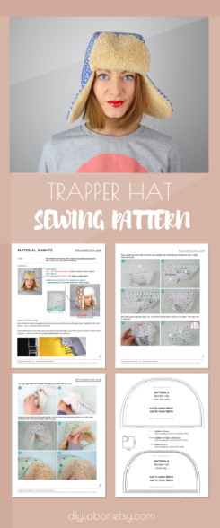 Trapper Hat Sewing Pattern winter Bomber Tutorial With Earflap PDF
